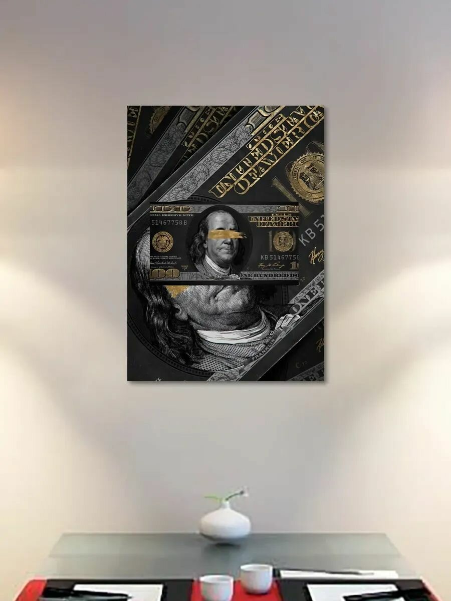 Картина на стену "Золотые купюры" 30х40см 1шт, на деревянном подрамнике