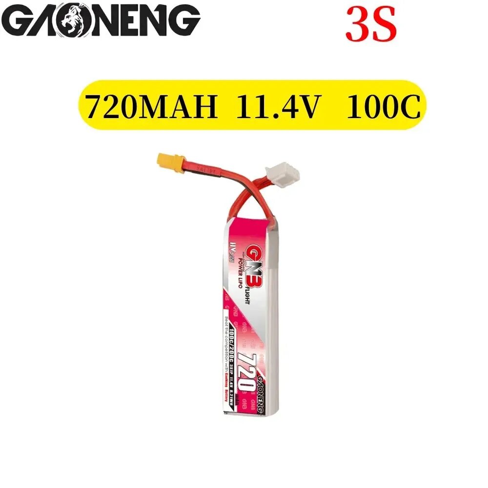 Литиевая батарея Gaoneng GNB 720 мАч 2S/3S/4S/6S 100C с разъемом XT30U-F