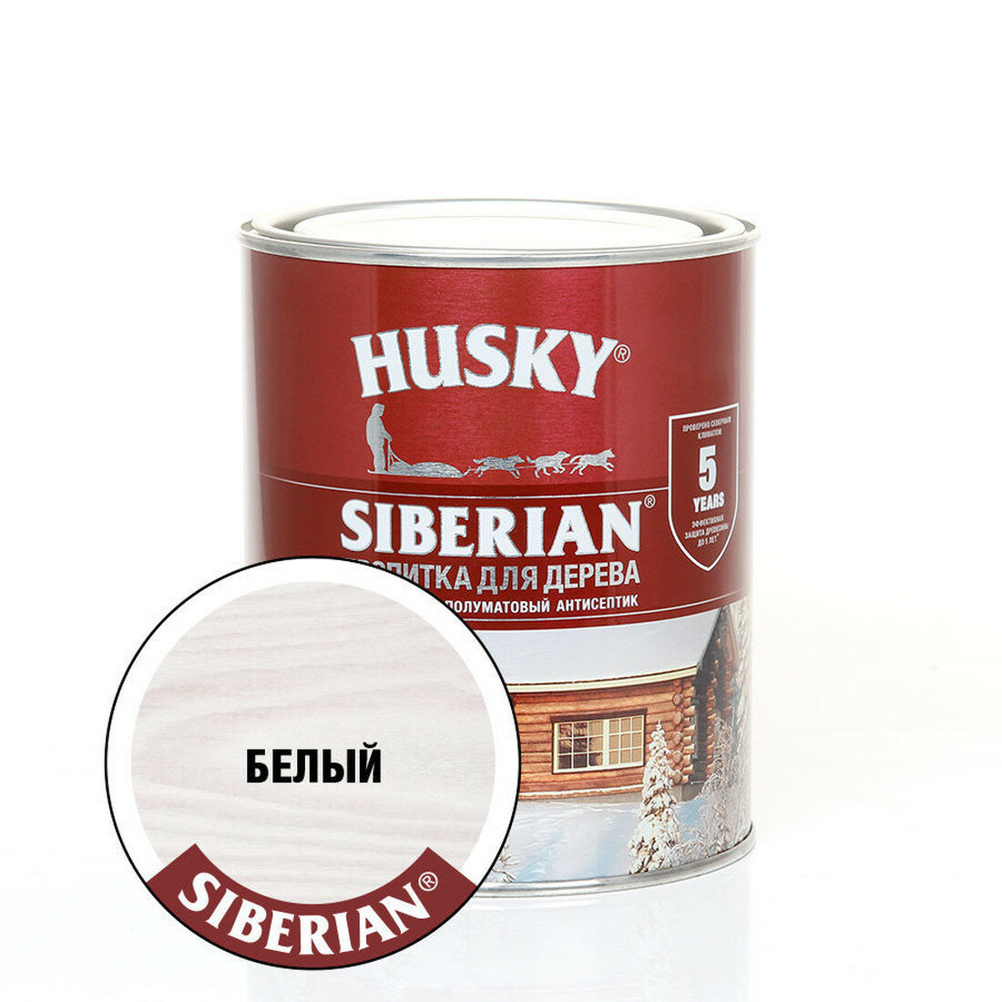 Пропитка Husky Siberian для дерева, полуматовая, белая, 0,9л