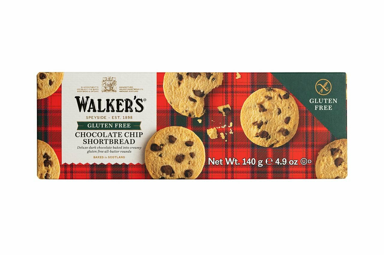 Песочное печенье без глютена Walker's Chocolate Chip Shortbread с шоколадом, 140г