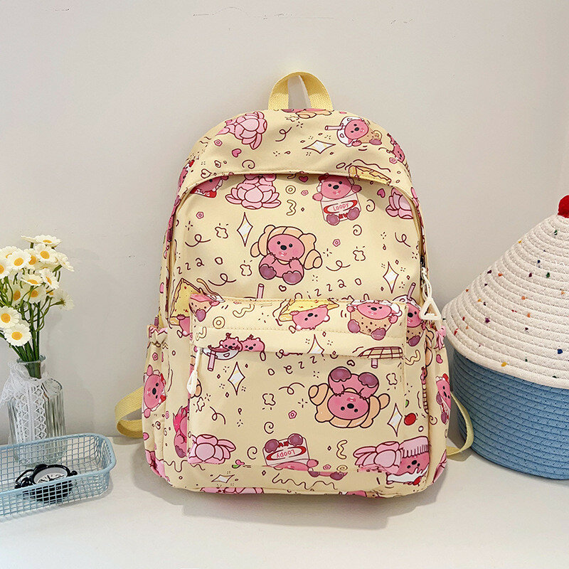 Student backpack louis vuitton fashion animal print breathable mesh lightweight design for teens yellow