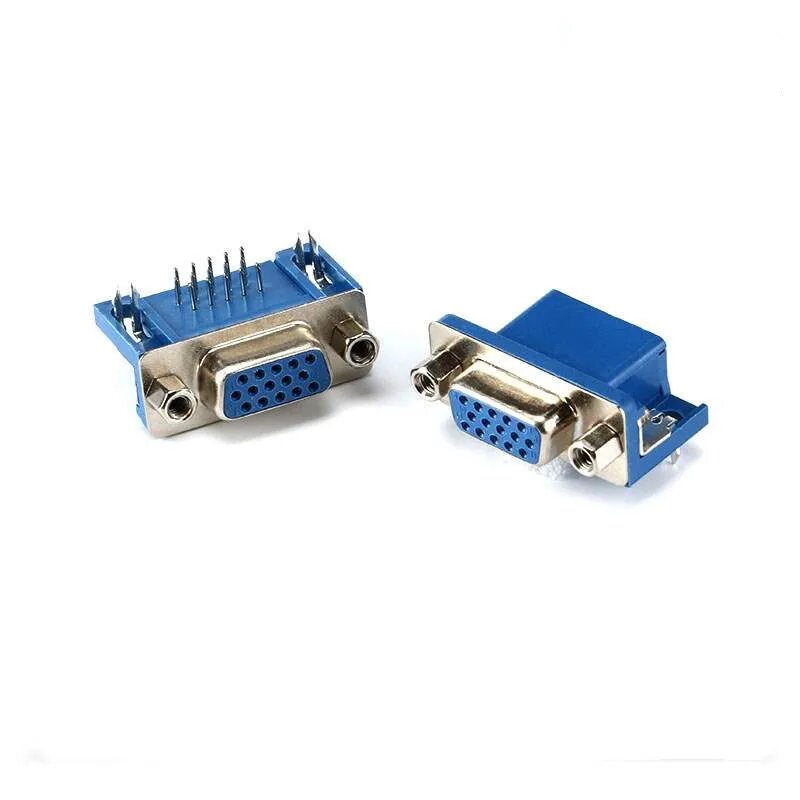 (10 шт./лот) DB15 DR15 3 ряда синий параллельный порт 15-контактный D Sub гнездо 15-контактный разъем для печатной платы 90 градусов DB15 разъем VGA адаптер