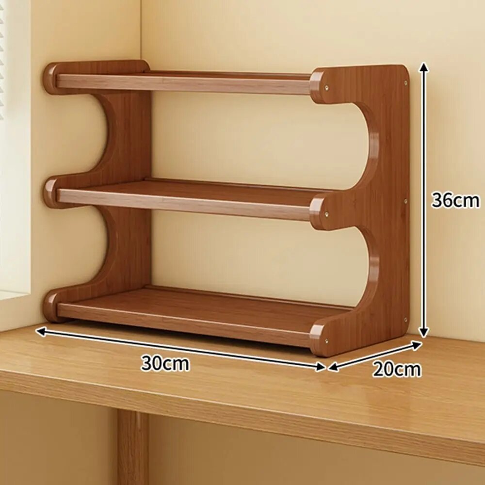 Двухъярусная стойка Хозяин Storage Holders Brown бамбук, коричневая 3 этажа