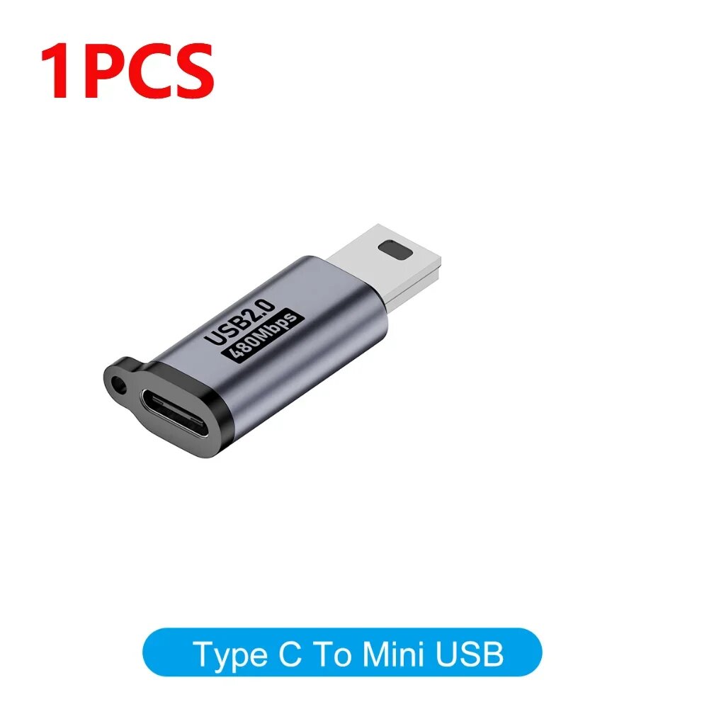 Разъем USB C/Micro USB к Mini USB 18 Вт/12 Вт Type-C/Mini USB/8-контактный адаптер Micro USB 480 Мбит/с для мобильного телефона, планшета, ноутбука 1PCS