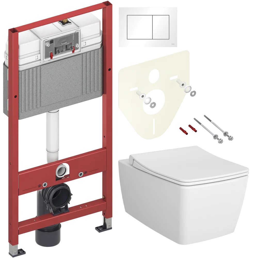 Комплект 3 в 1 Унитаз подвесной VitrA Metropole 7672B003-0075 белый / Сиденье 122-003-009 с микролифтом, белая / Инсталляция с кнопкой TECE Base 9400413 цвет белый