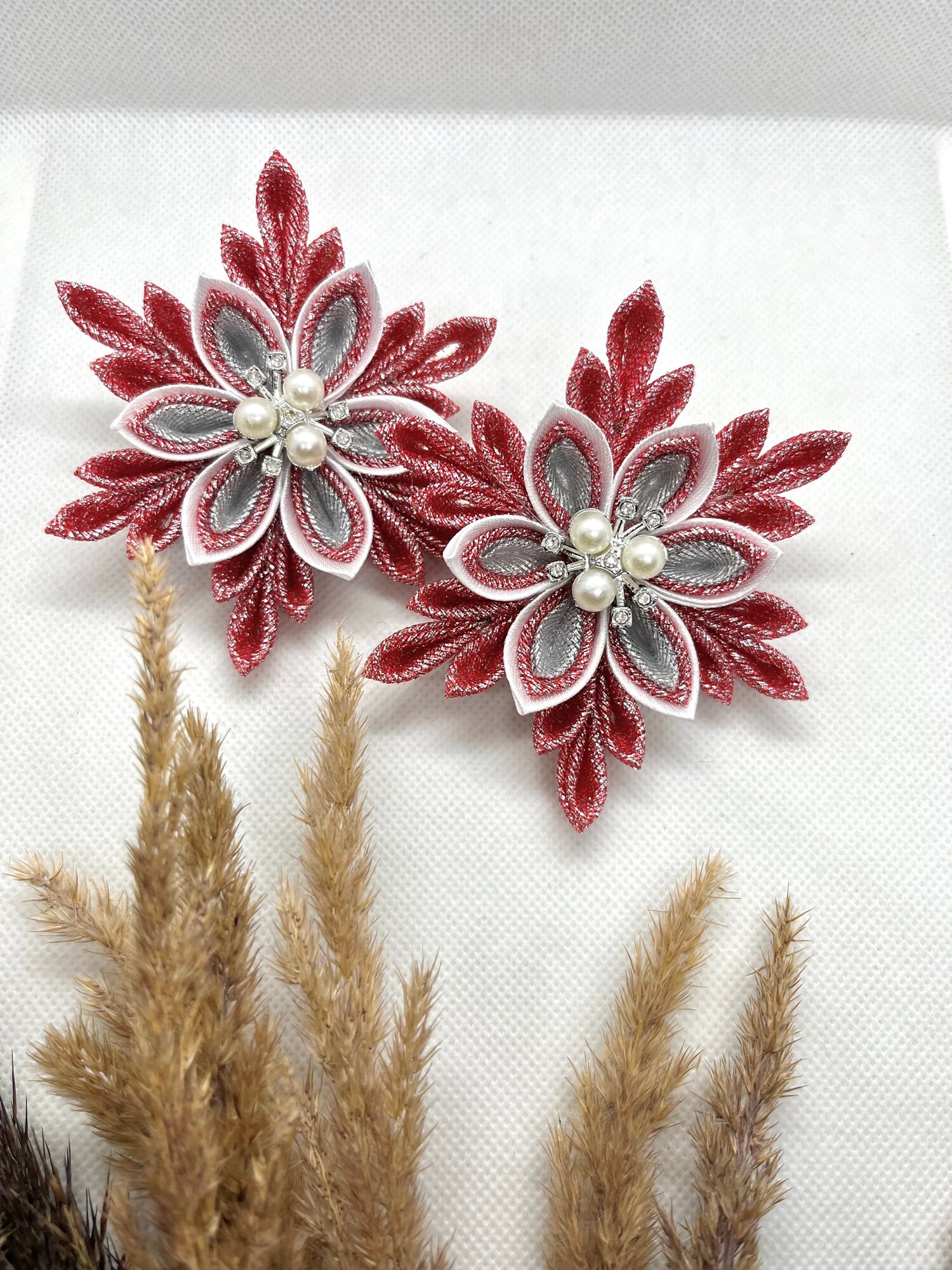 Бантики-снежинки, для девочки, для праздника, ручная работа, 2шт