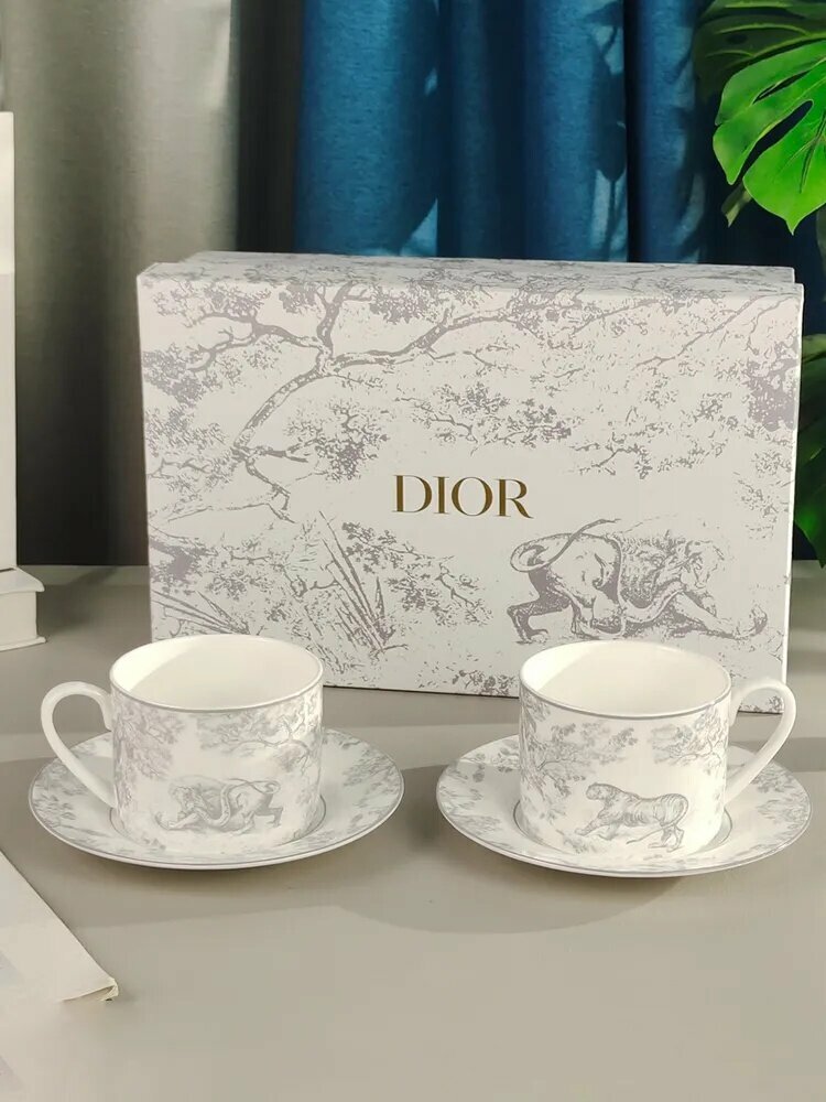 CD CHRISTIAN DIOR PARIS Чайная, кофейная пара "тигр" 220 мл на 2 перс.