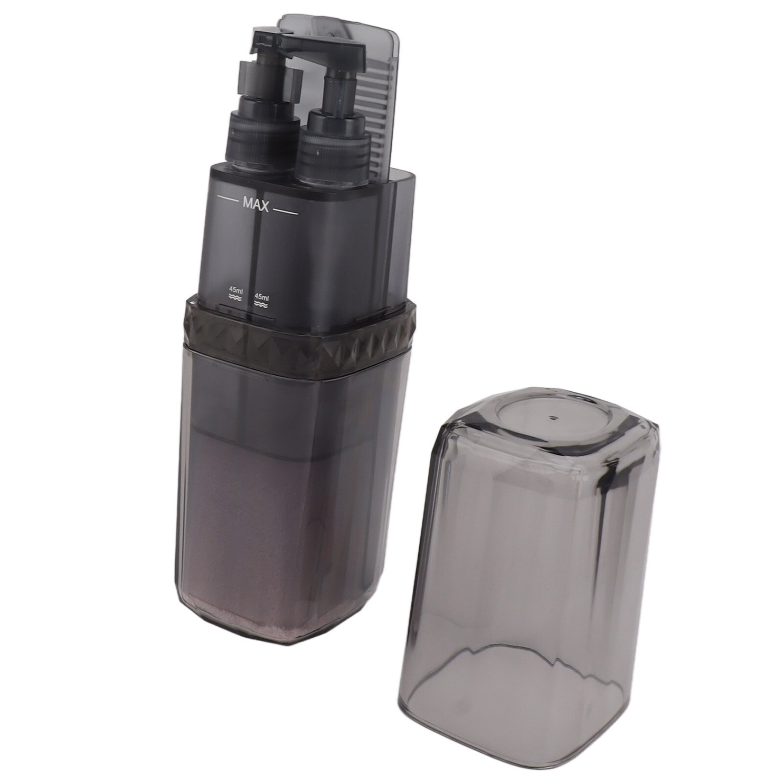 Прозрачный чехол для зубной щетки 6 в 1 с дозатором и бутылочкой для путешествий с расческой и полотенцем, серый