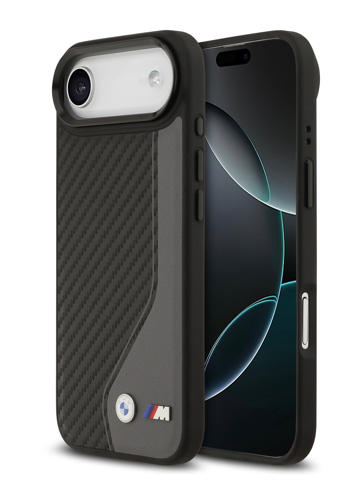 BMW чехол с MagSafe для iPhone Air, M-series из кожи PU Carbon/Smooth, черный/серый