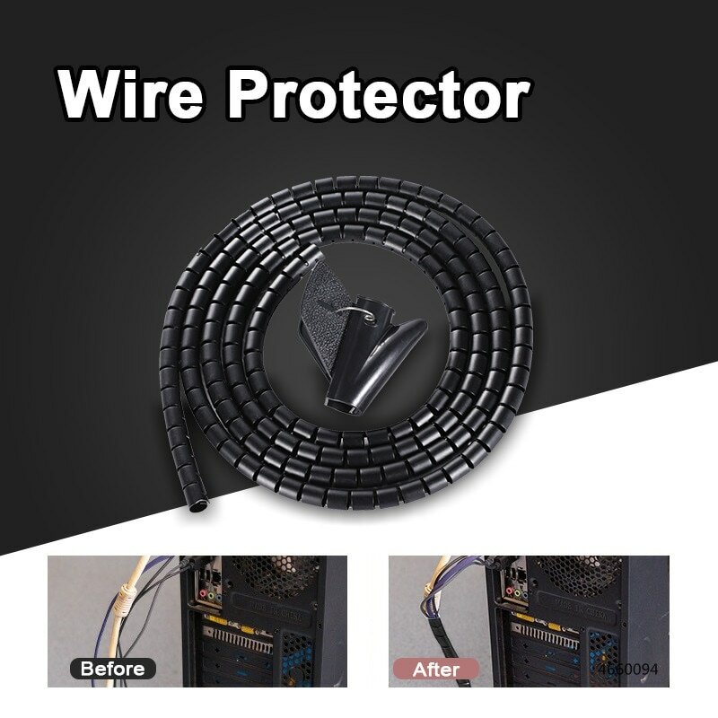 Гибкий спиральный органайзер для кабеля USB-кабель, намотчик для рабочего стола, зажимы для управления, держатель кабеля