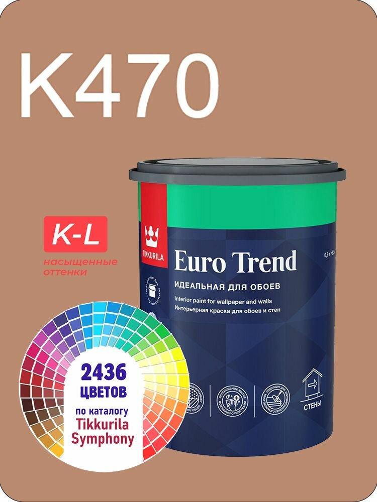 Краска для обоев Tikkurila Euro Trend 0,9л. насыщенные оттенки K470