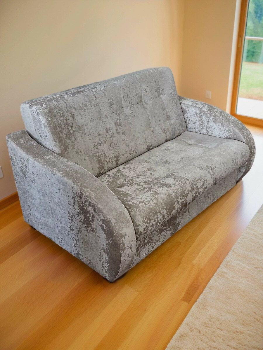 Диван-кровать, механизм Аккордеон, 150х100х92 см, велюр, светло-серый