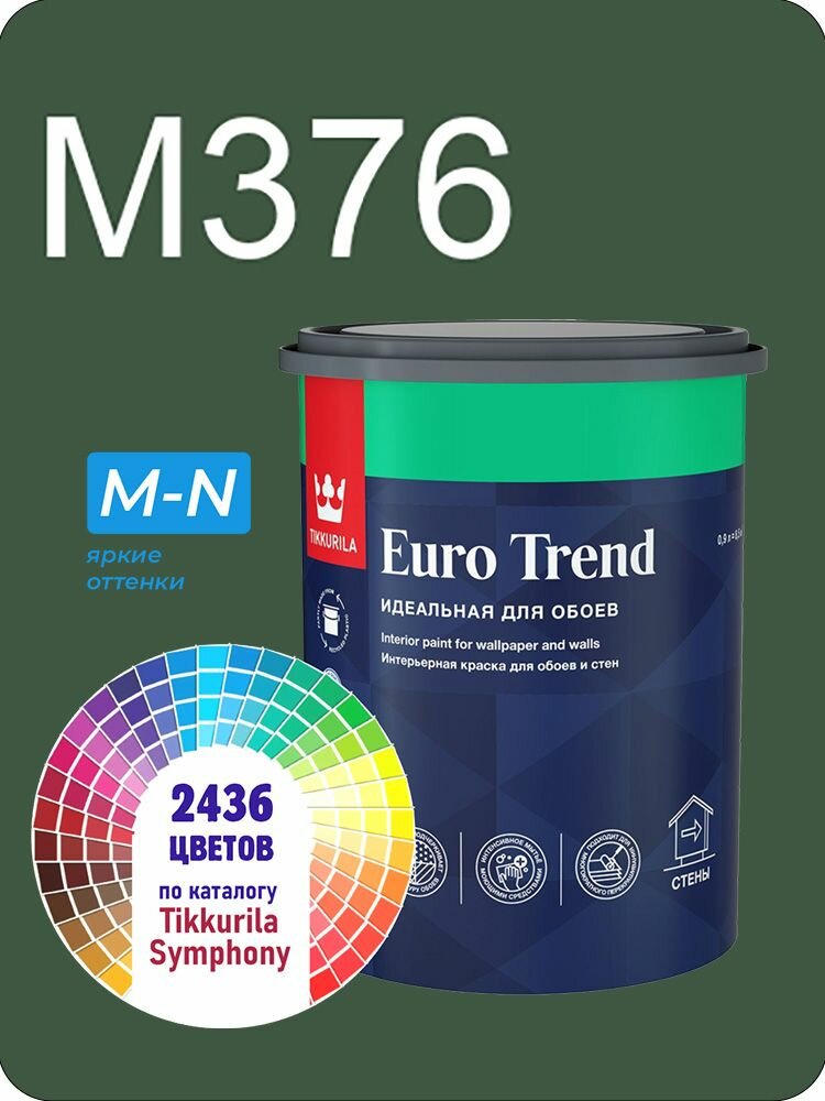 Краска для обоев Tikkurila Euro Trend 0,9л. яркие оттенки M376