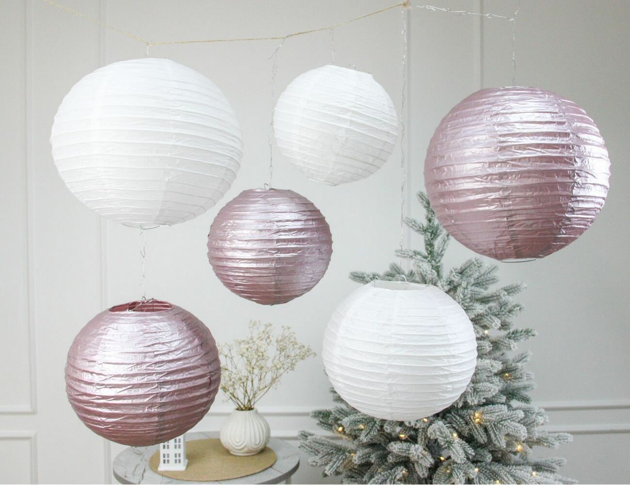 Набор китайских фонариков лантерн РОЗ, бумага, 20-30 см, 6 шт, Koopman International 491020430