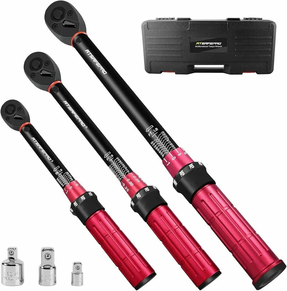 Набор динамометрических ключей 1/4 дюйма привод 20-240 дюйм-фунт 3/8 5-50 фут-фунт 1/2 10-170 фут-фунт для обслуживания велосипедов, мотоциклов и автомобилей Набор динамометрических ключей