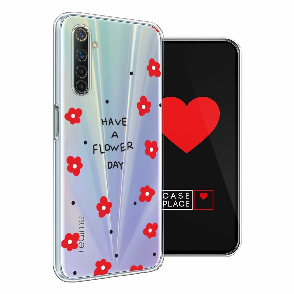 Чехол на Realme 6 / Реалми 6 с принтом "Have a flower day 2", прозрачный — фото 1