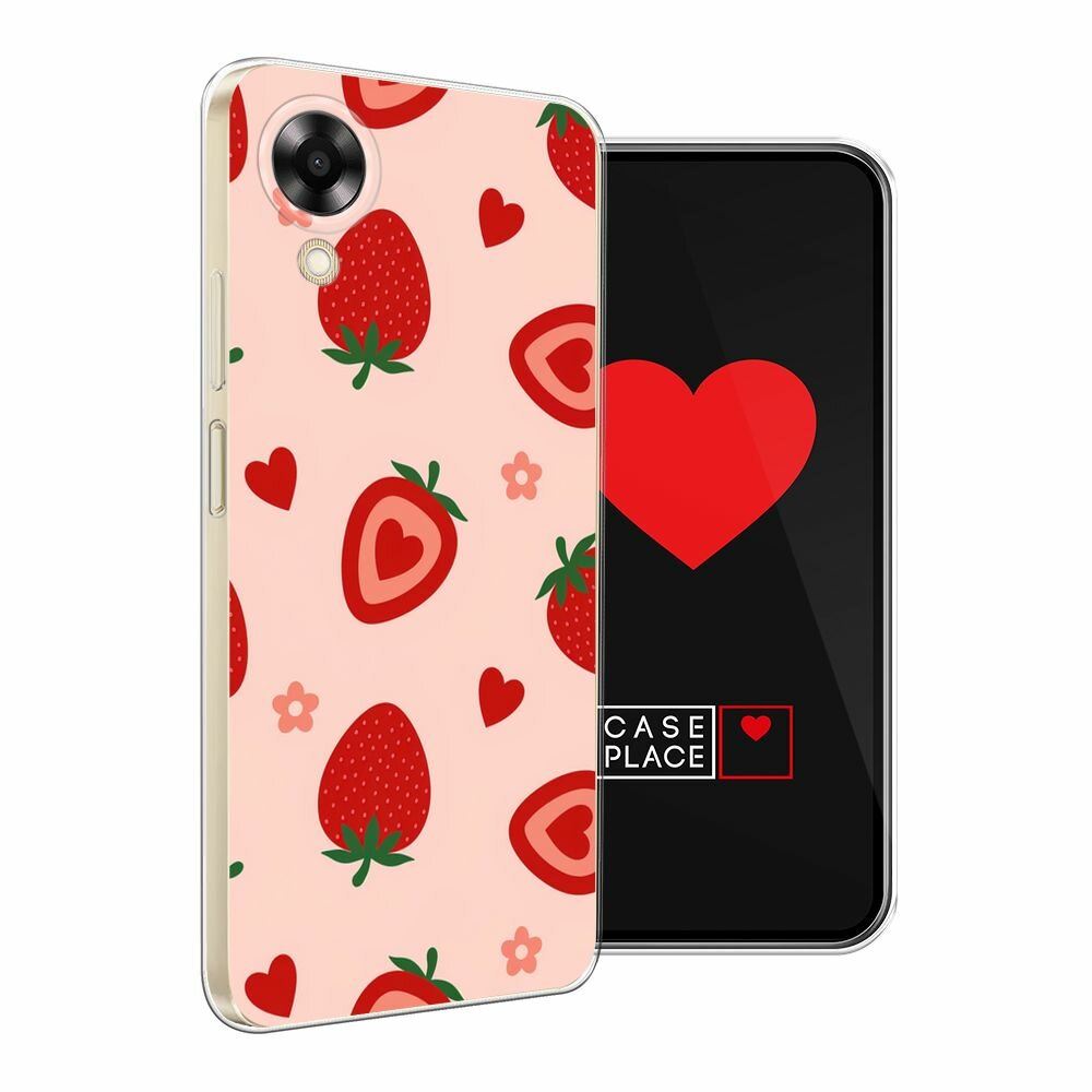 Чехол на Oppo A17K / Оппо A17K с принтом "Heart strawberries 1 - 14 февраля" — фото 1