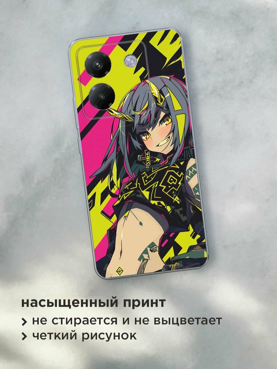 Чехол на Poco M7 Pro / Поко М7 Про с принтом "Девушка в кибер костюме" — фото 1