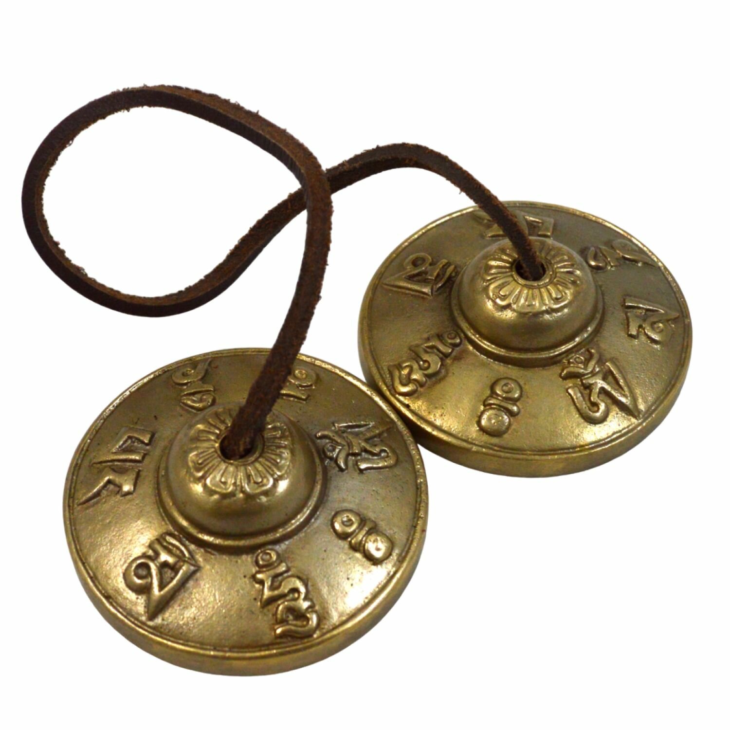 Караталы с ОМ мани падме ХУМ, золотистые, 6,8 см, Дехрадун