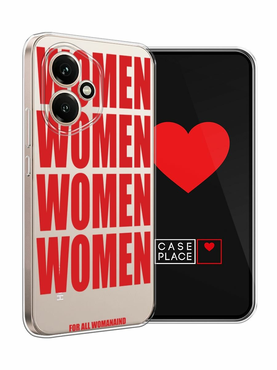 Чехол на Honor 400 / Хонор 400 с принтом "WOMEN", прозрачный — фото 1