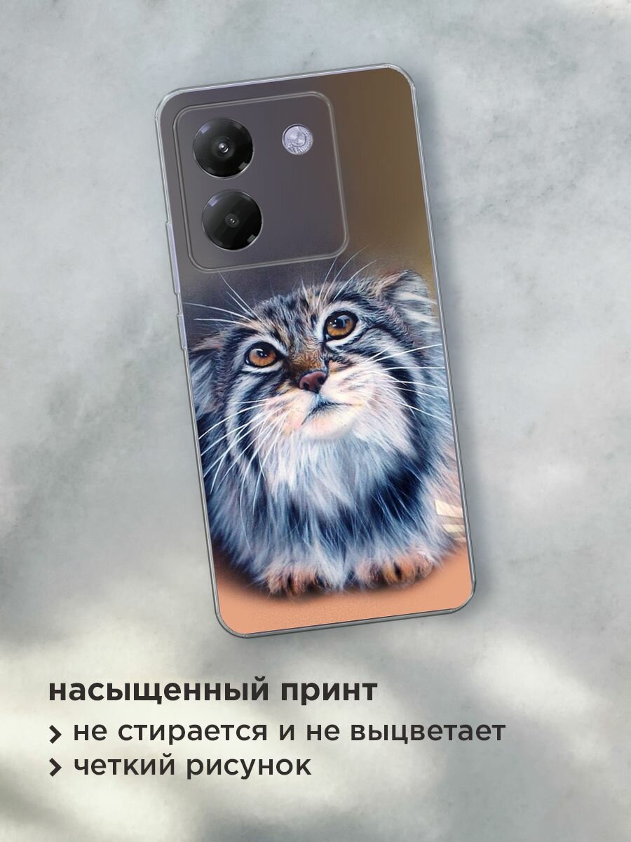 Силиконовый чехол на Poco M7 Pro / Поко М7 Про с принтом "Кот манул 2" — фото 1