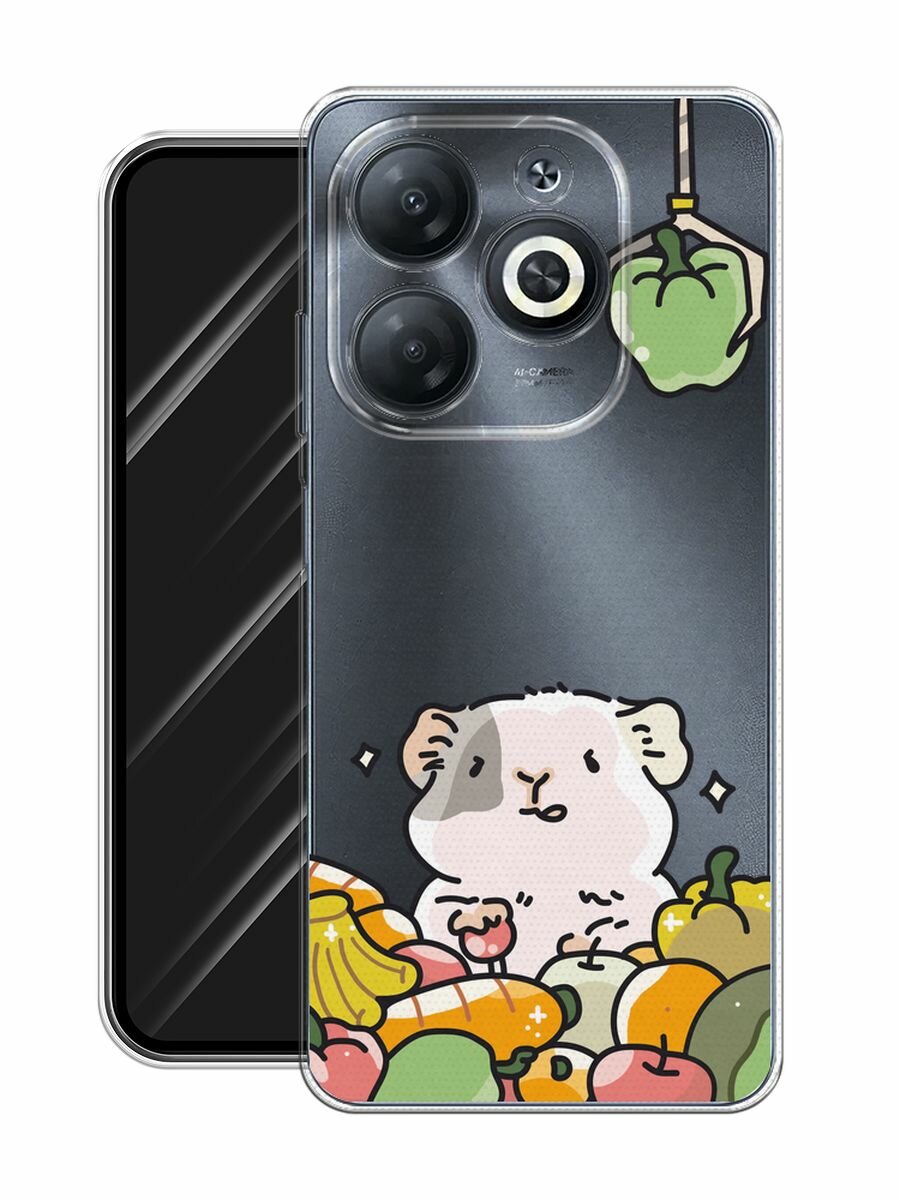 Чехол на Infinix Smart 8 Plus / Инфиникс Смарт 8 Плюс с принтом "Пирующая морская свинка", прозрачный — фото 1