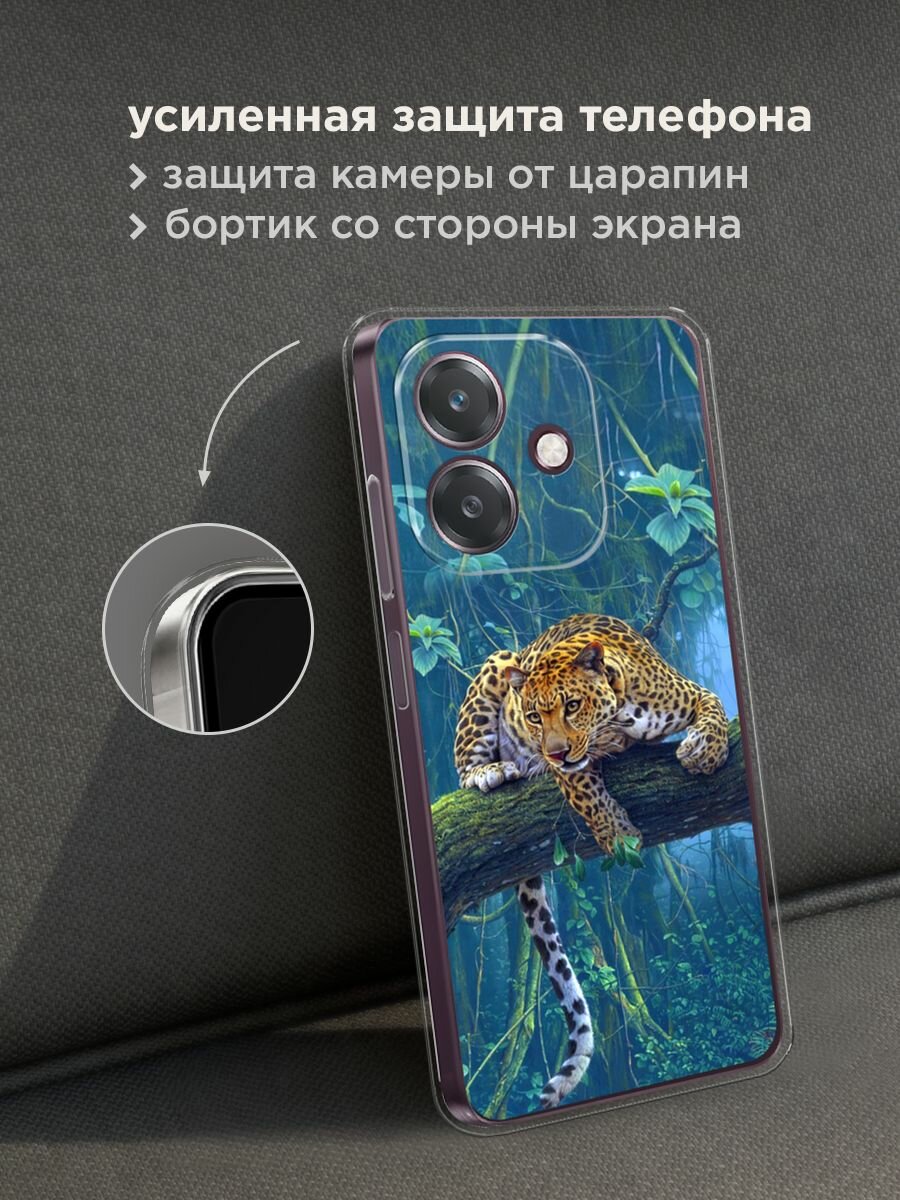 Чехол на Oppo A3/A3x / Оппо А3/A3x с принтом "Леопард охотник" — фото 1