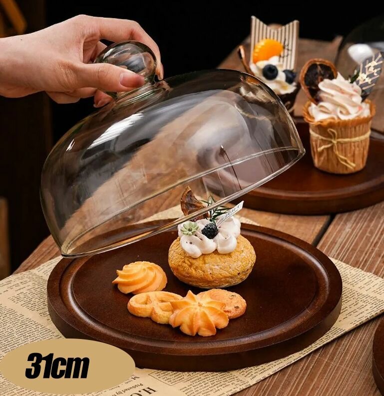 Блюдо для блинов "Ikea", акация, бессвинцовый, 31 см, коричневый