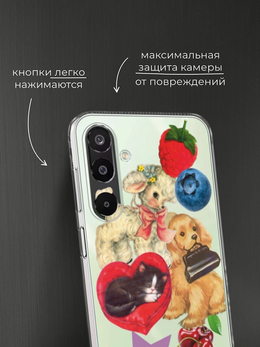 Чехол на Samsung Galaxy M16 / Самсунг Галакси М16 с принтом "Милые стикеры", прозрачный — фото 1