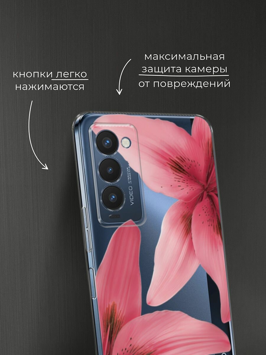 Чехол на Tecno Camon 18P / Техно Камон 18Р с принтом "Pink flower" — фото 1