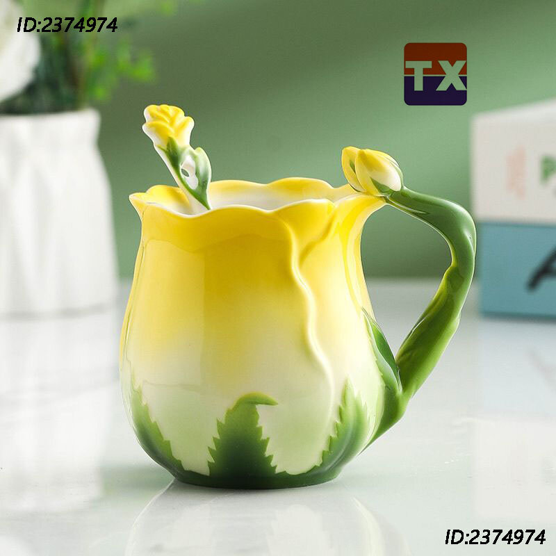 Розовая керамическая чашка для воды-Кружка для домашнего офиса -ценный подарок на день рождения