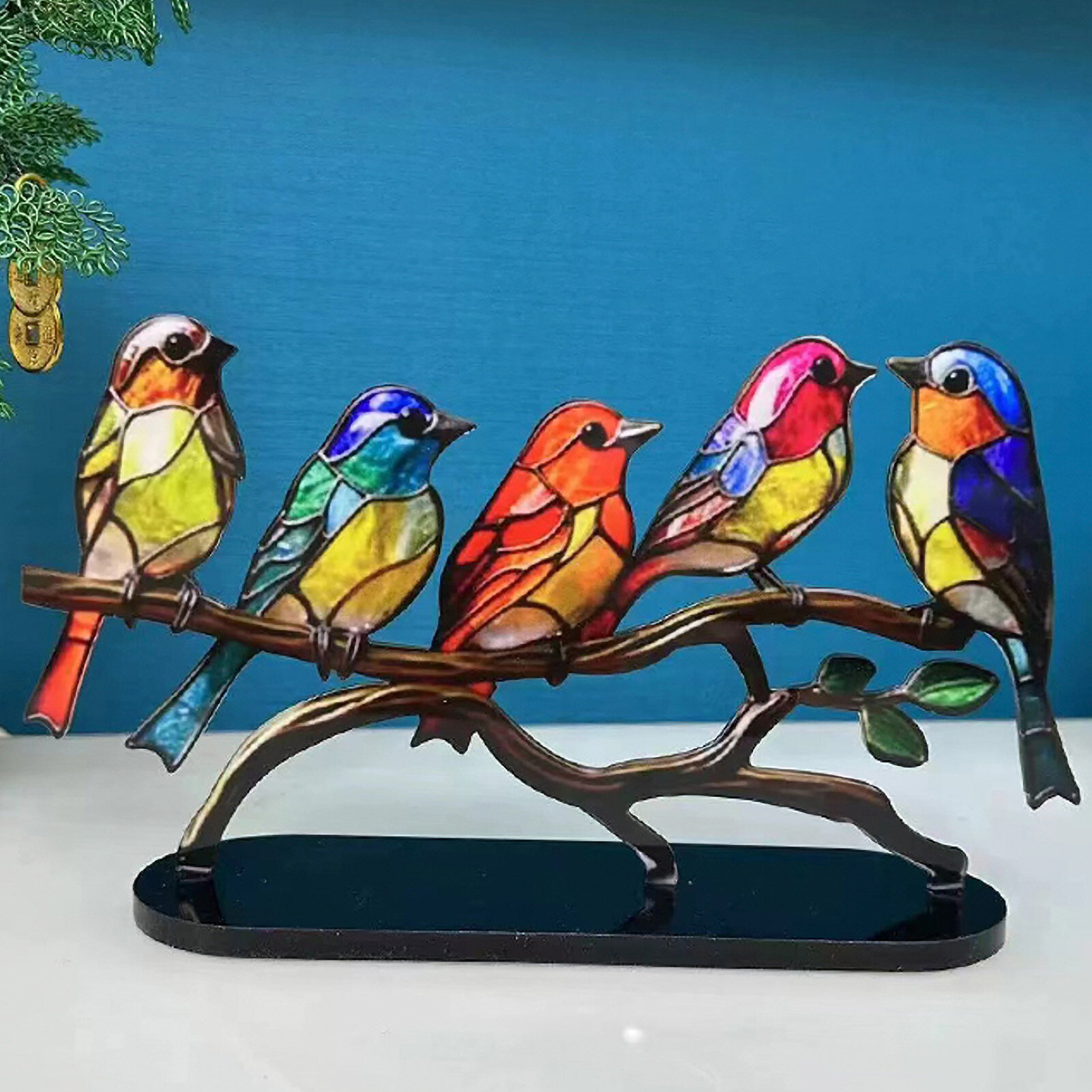 Птица Настольный орнамент из сплава Прочный красочный орнамент в виде птицы для украшения дома
