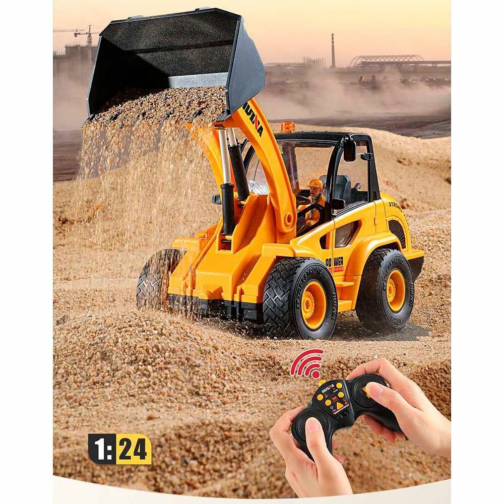 Радиоуправляемый погрузчик бульдозер HUI NA TOYS масштаб 1:24, 2.4G - HN1518