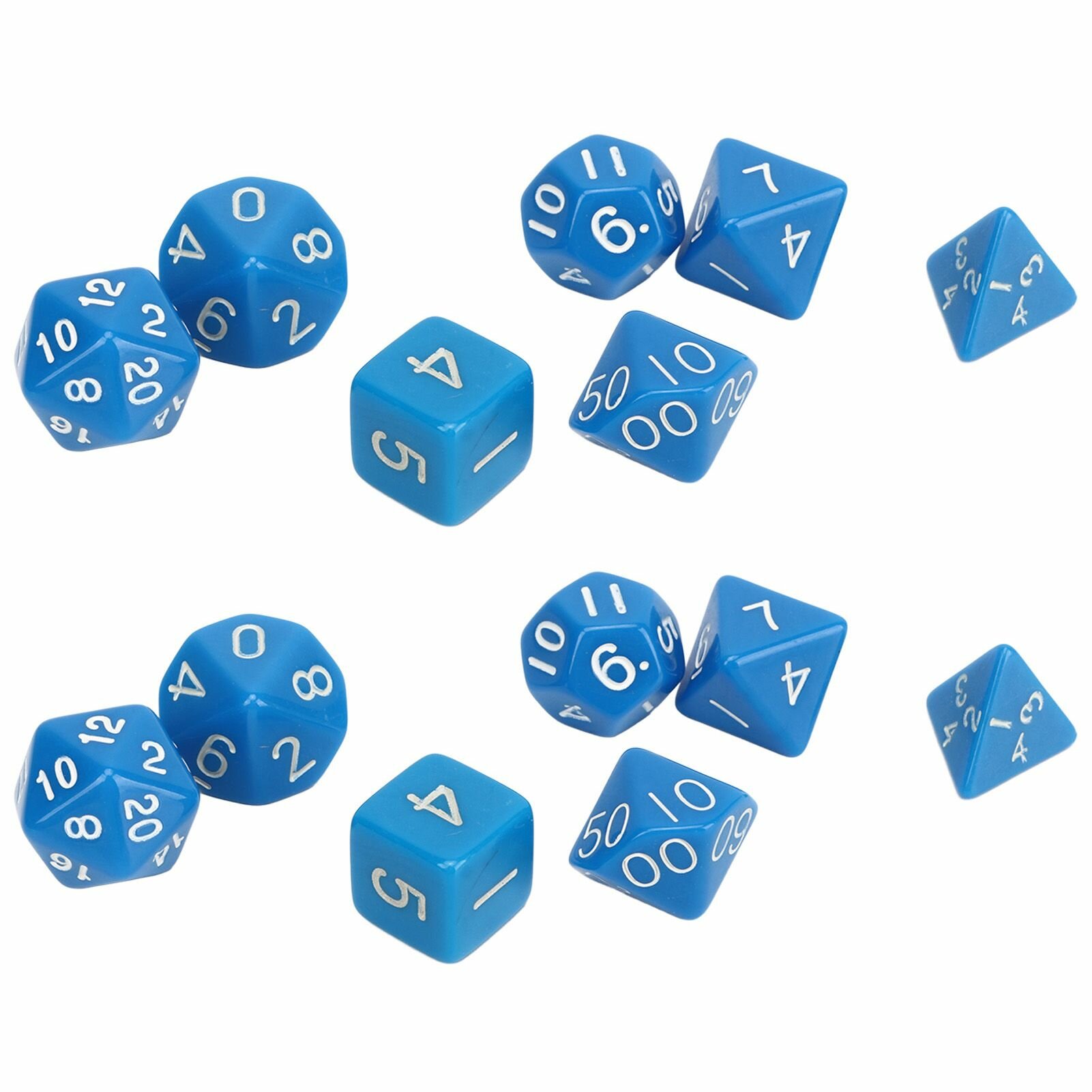 21 шт, набор многогранных кубиков, однотонные пластиковые антиокислительные образовательные игральные кости для игры синего цвета