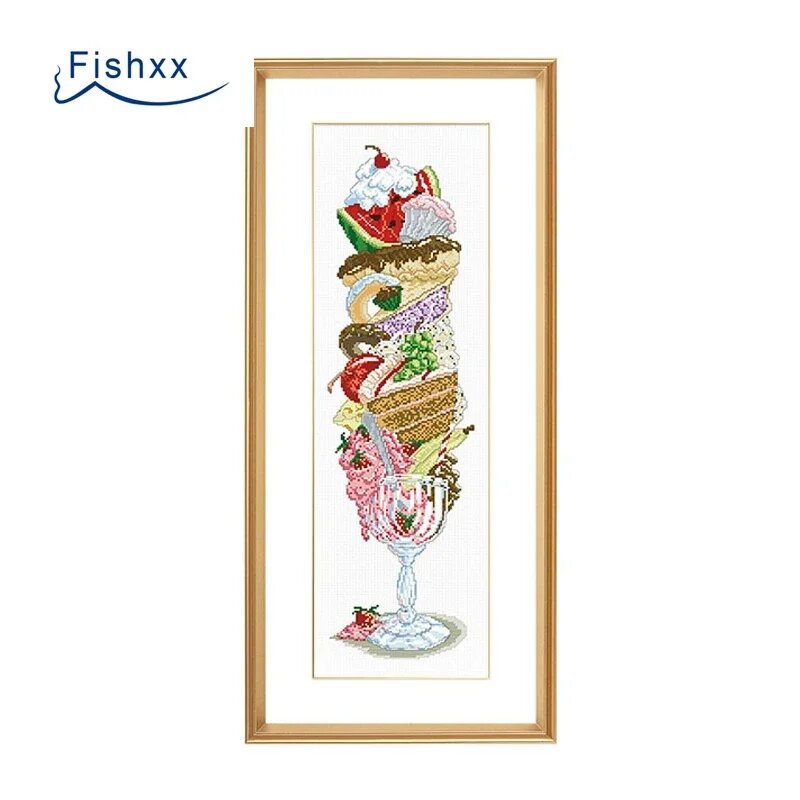 Набор для вышивки крестом Fishxx T699 S279 Супер мороженое и фруктовый десерт T699, 14CT DMC Kit