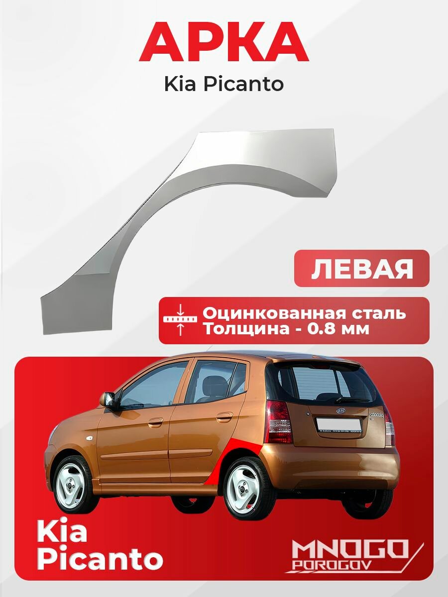 Задняя левая арка на Kia Picanto 1 хетчбэк 5 дверей 2004-2011 оцинкованная сталь, толщина 0,8 мм (Киа Пиканто 1), . кузовной ремонт.