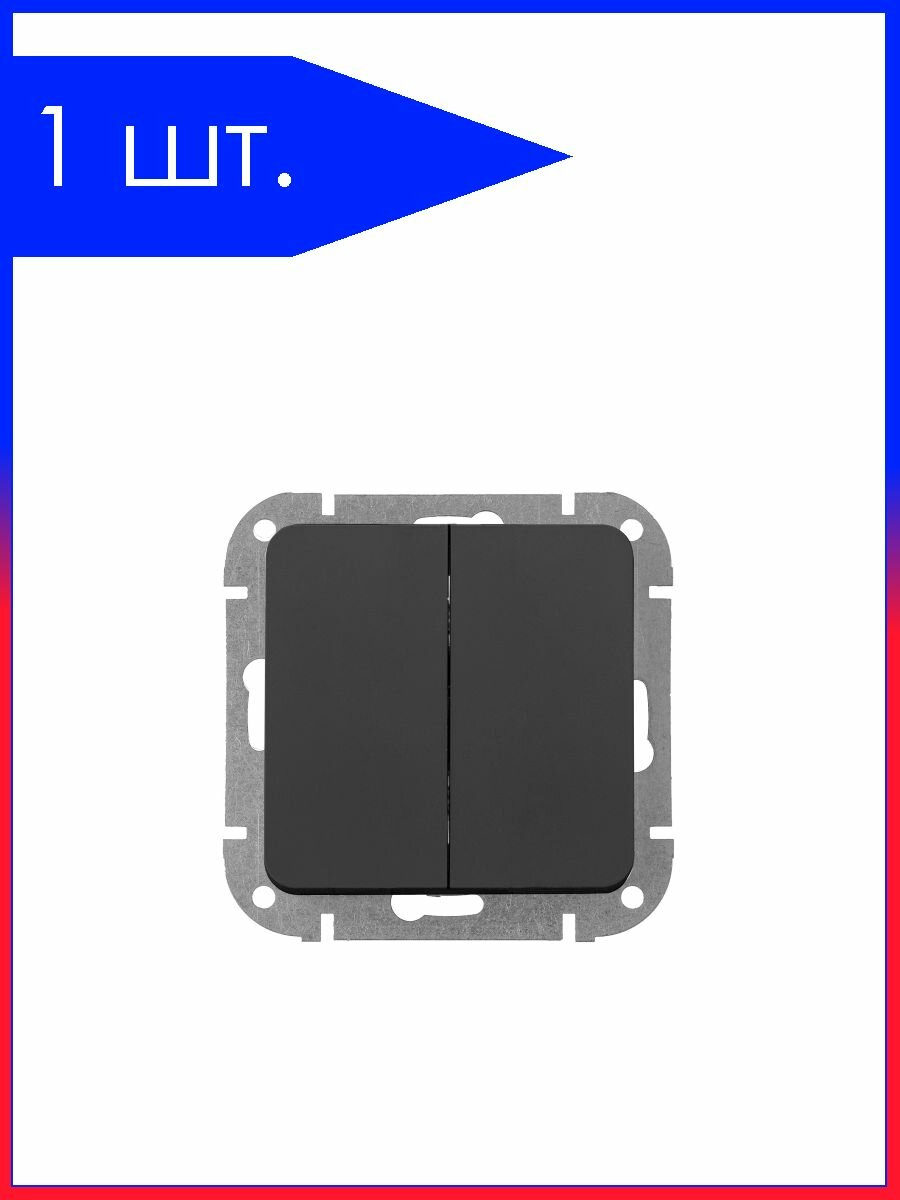 Переключатель встраиваемый В Рамку Двухклавишный Карбон черный IP20 10А 250В ASTRUM Bylectrica