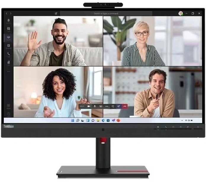 Монитор Lenovo 23.8" ThinkVision T24v-30 черный IPS LED 4ms 16:9 HDMI M/M Cam матовая HAS Piv 1000:1 250cd 178гр/178гр 1920x1080 75Hz VGA DP FHD USB 6кг