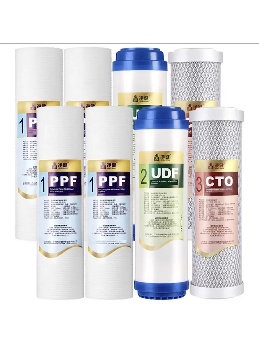 Фильтр для воды Jingjian 10"-3 ступени, 1 год (8шт)