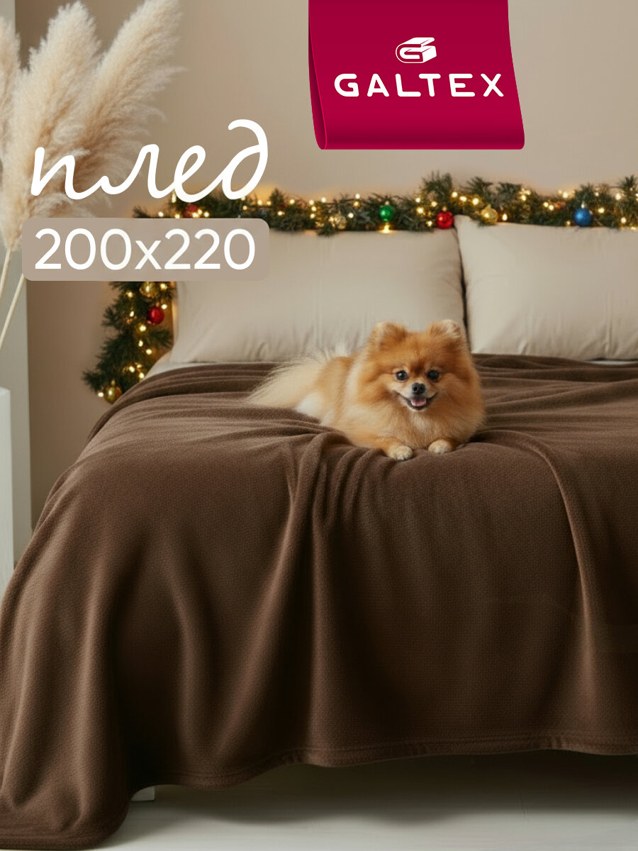 Плед 200 х 220 см Классика однотонный шоколад 220г/м от GALTEX