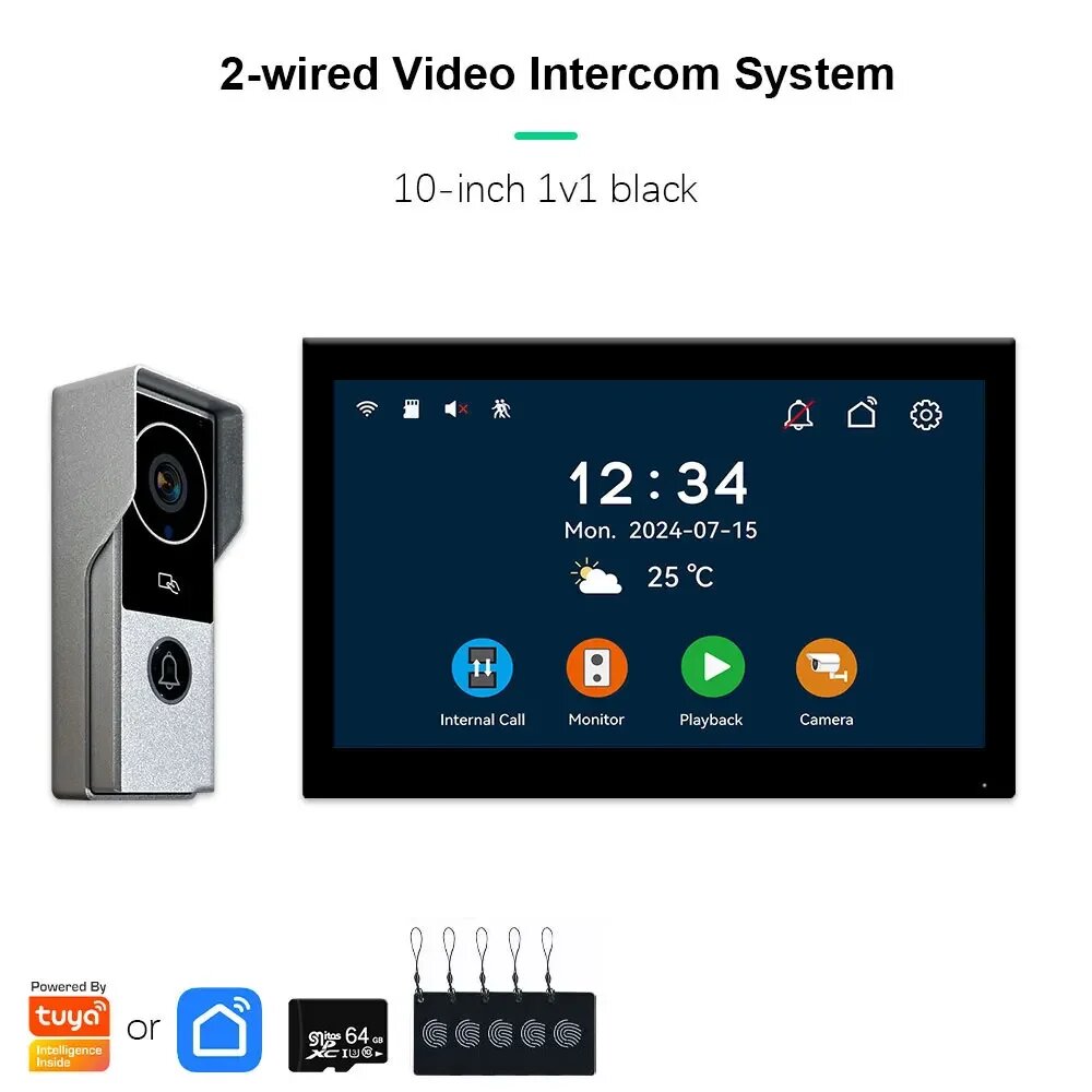 ANJIEOLO Tuya Smart 1080P2 проводной видеодомофон S 10inchB 1V1