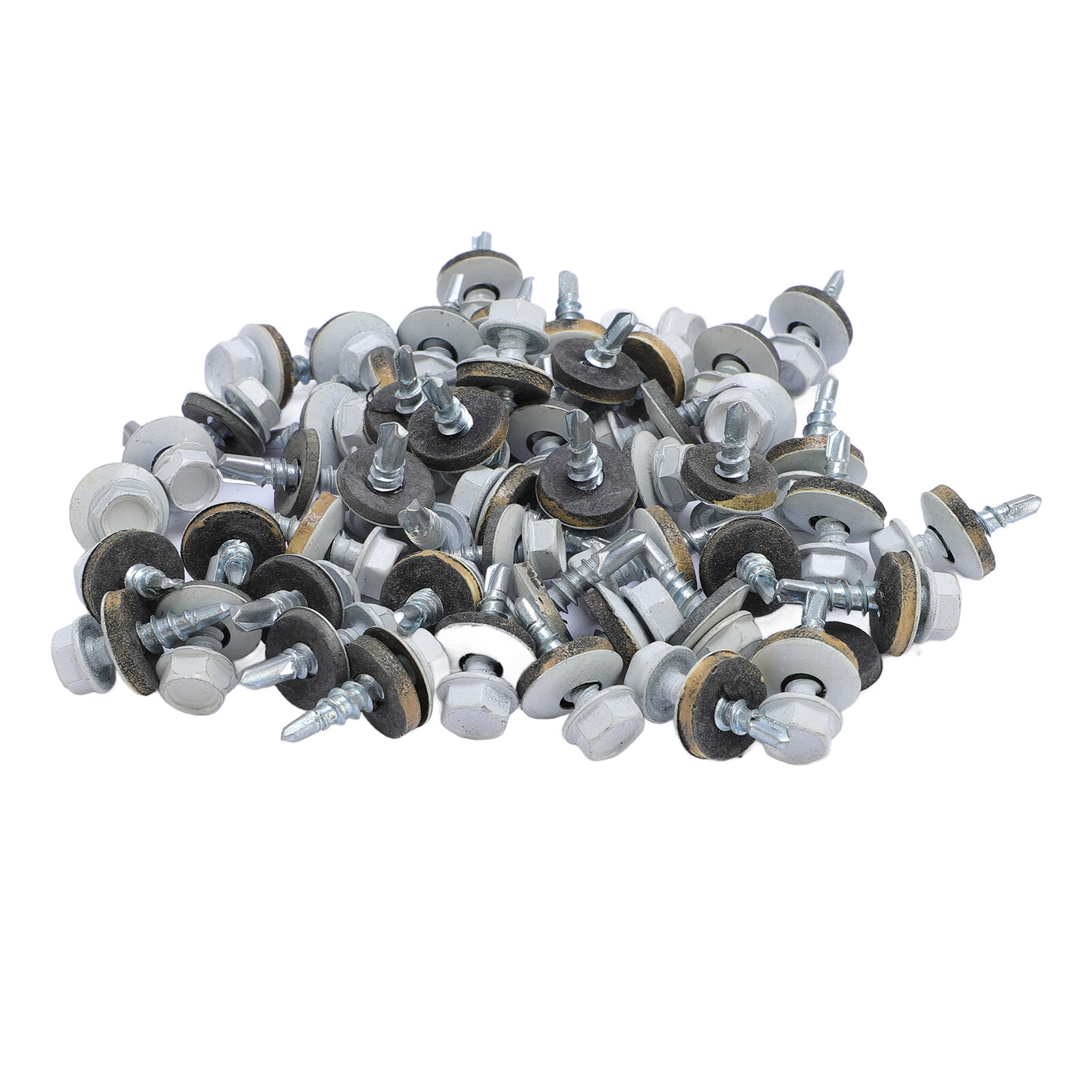 Самосверлящие кровельные шурупы с шестигранной головкой белого цвета. Шайба из EPDM. Шурупы для дерева. Шуруп для крыши из листового металла с шестигранной отверткой.