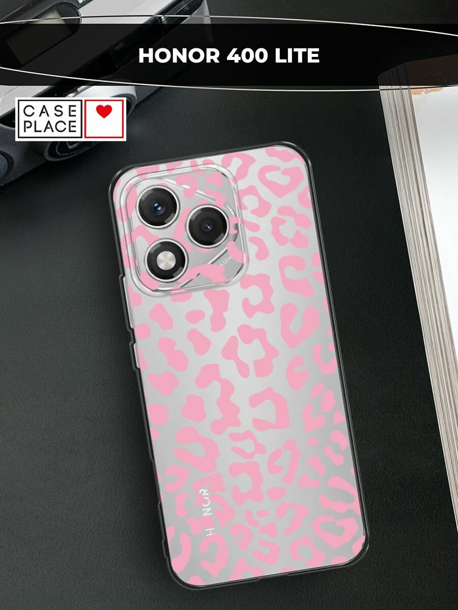 Чехол на Honor 400 Lite / Хонор 400 Лайт с принтом Паттерн розовый леопард, прозрачный