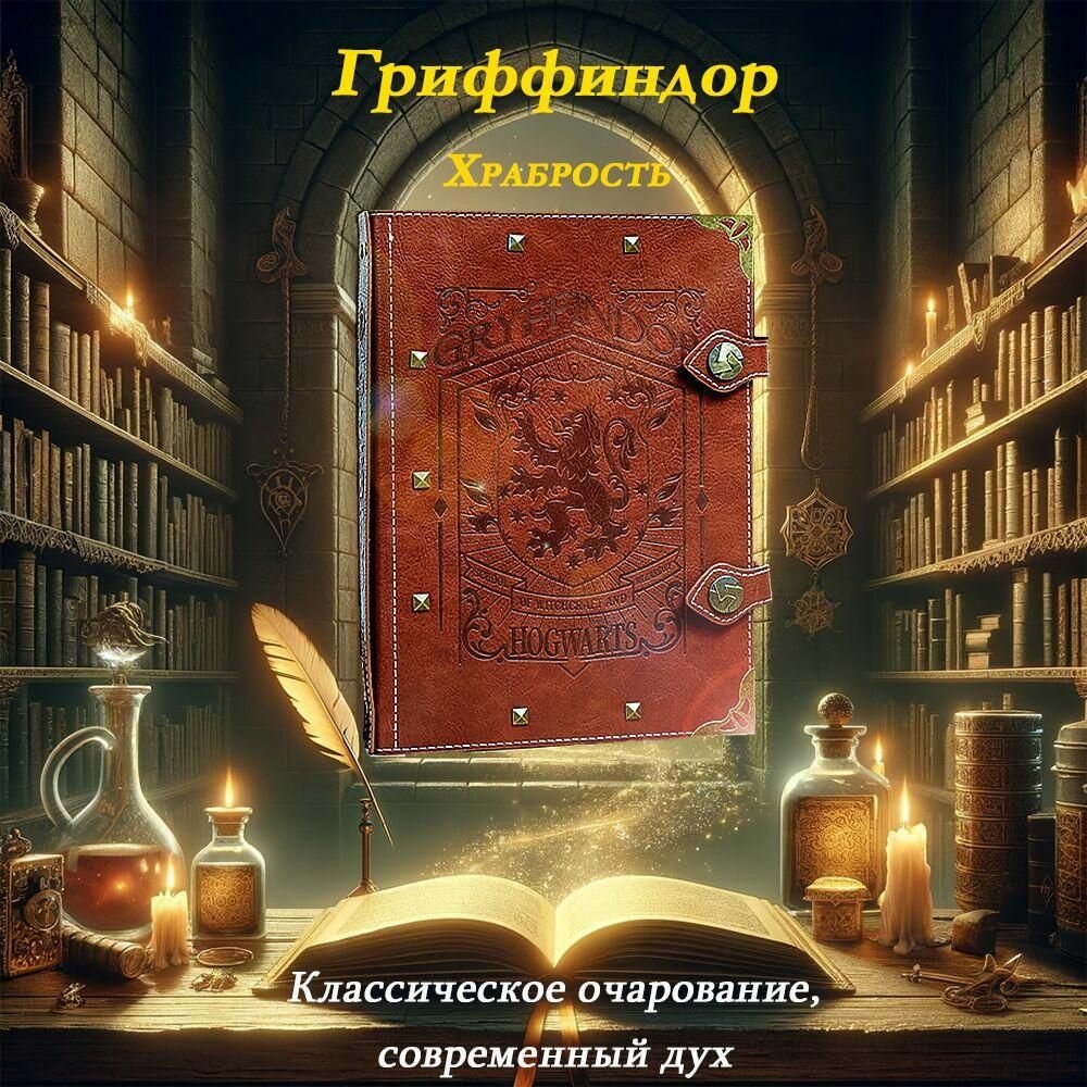 Блокнот / записная книжка / тетрадь для записей, Элементы Гарри Поттера, Эксклюзивная обложка для значка Гриффиндор, А5 148х210mm.