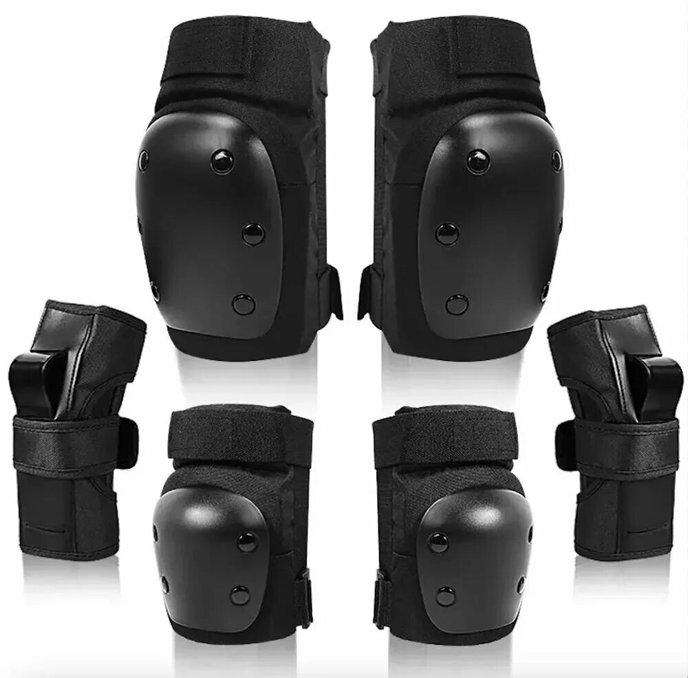 Комплект защиты для спорта, размер: XL, спортивные наколенники, защитное снаряжение, черный