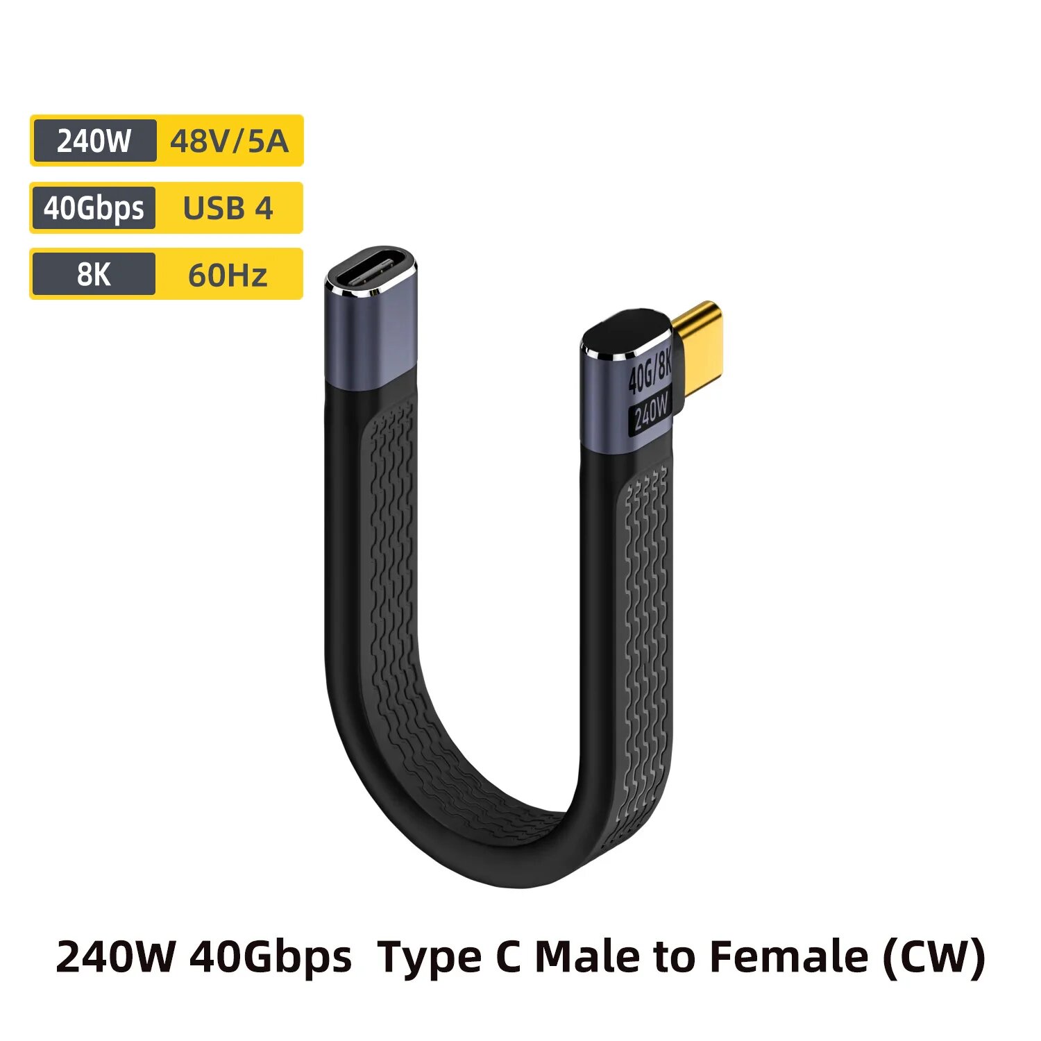 USB4 угловой кабель 13,5 см Aluminium TPE 1 PCs, 240W CM-CG CW