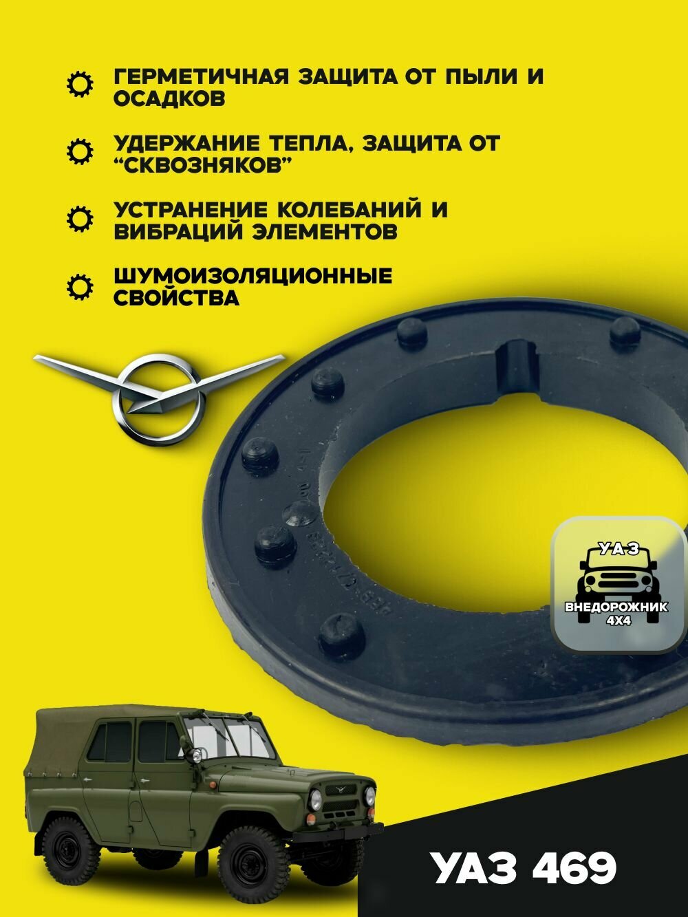 Уплотнители передних фонарей (подфарников) УАЗ 469 (комплект 2 шт.) — фото 1