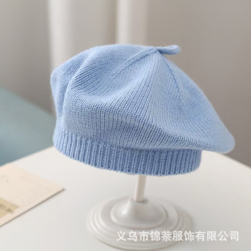 Весенне-осенний корейский вариант для мальчиков и девочек, универсальный вязаный берет ярких цветов, детская стильная повседневная шерстяная шапка, шапка художника.