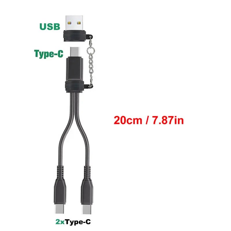 Кабель-разветвитель USB-C 1-в-2 С Двумя Выходами Для Зарядки iPhone 15/16 A-C to 2xType-C 20cm