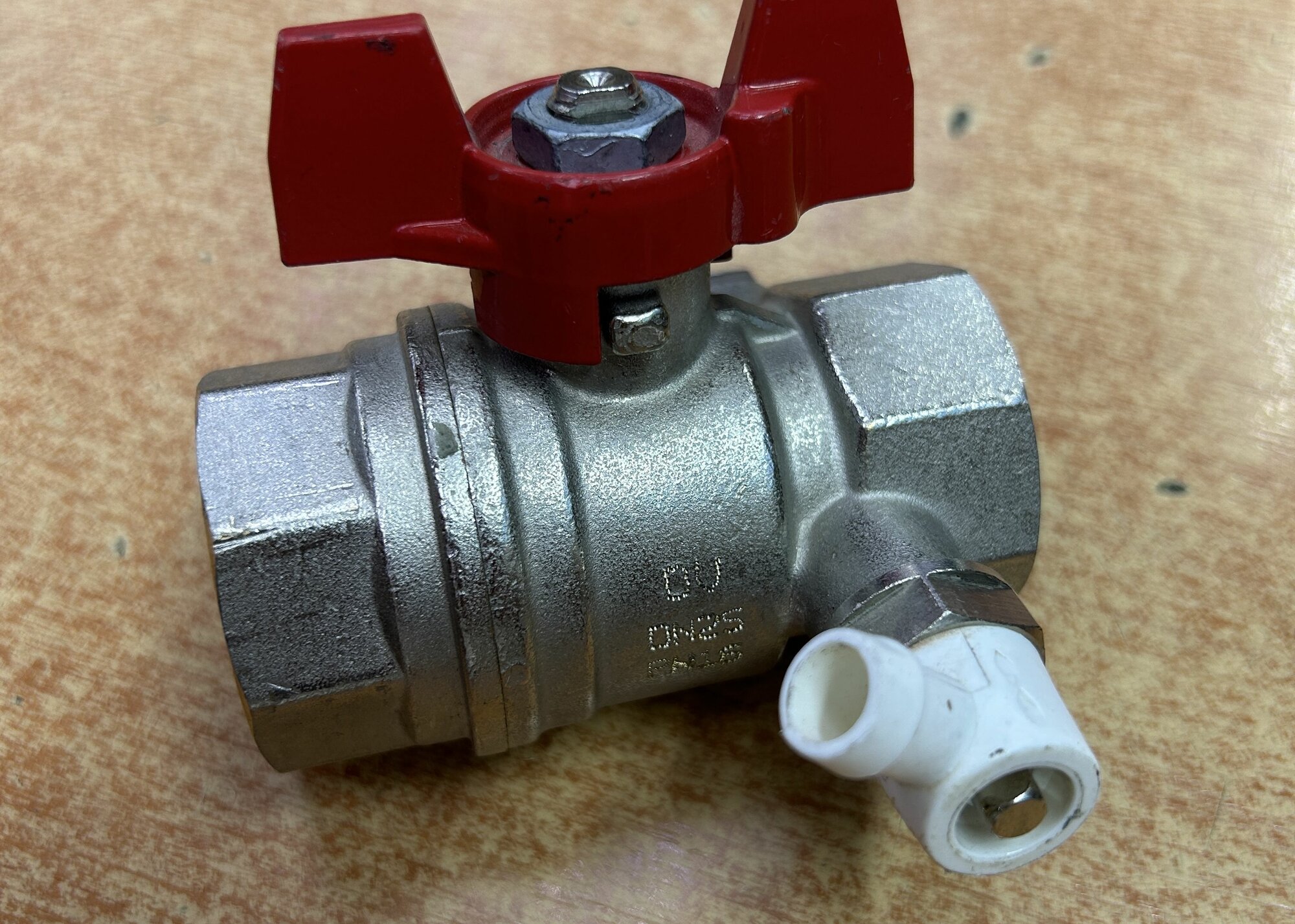 Шаровой кран Oventrop Optibal, полнопроходной 1", ВВ, со штуцером для слива 1077808